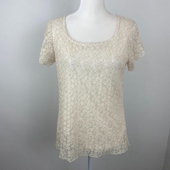 Cold Water Creek | Tops | Cold Water Creek Cream Colored Lace Blouse ...